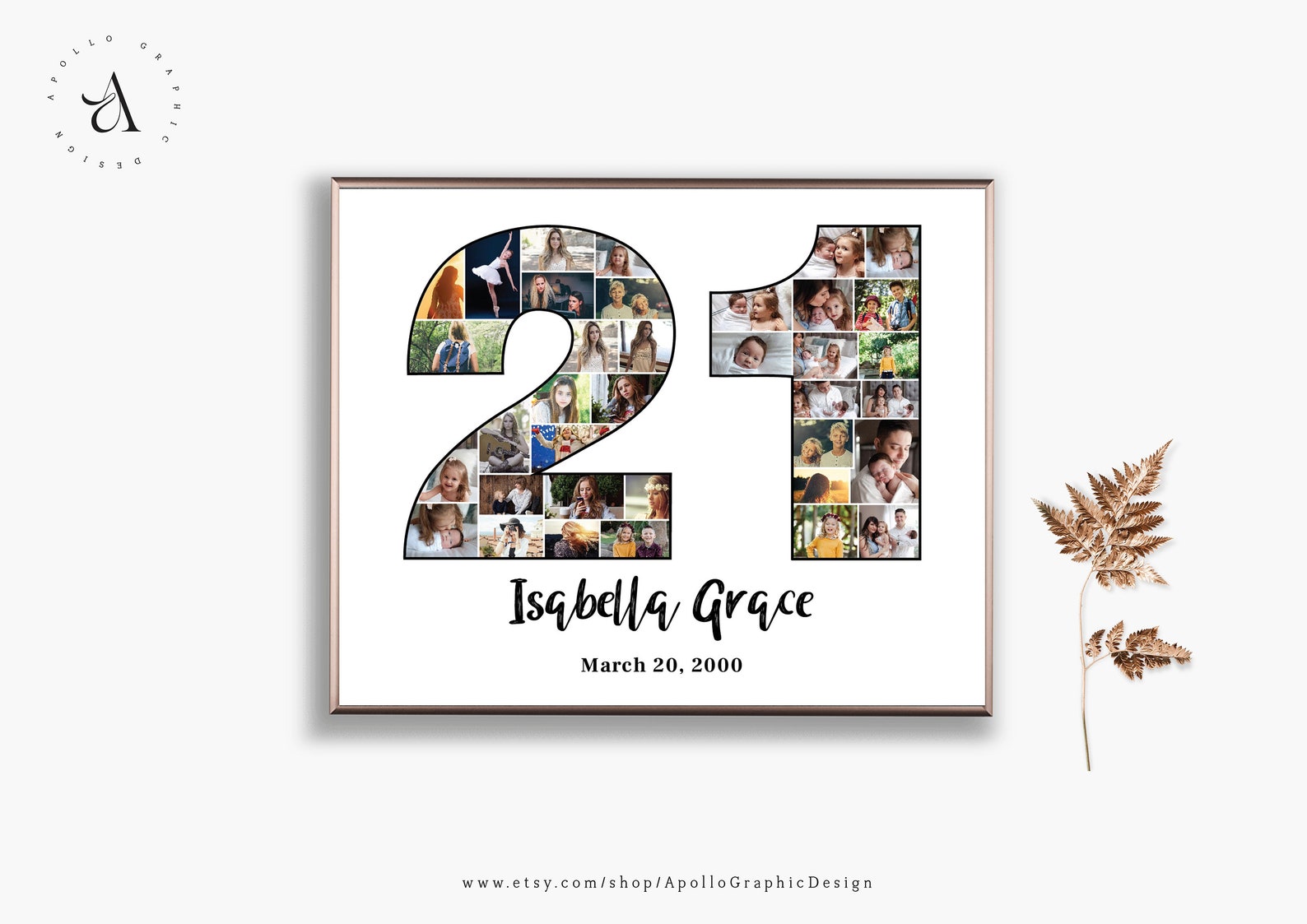 21st Birthday Photo Collage Number 21 Anniversary Gift - Etsy