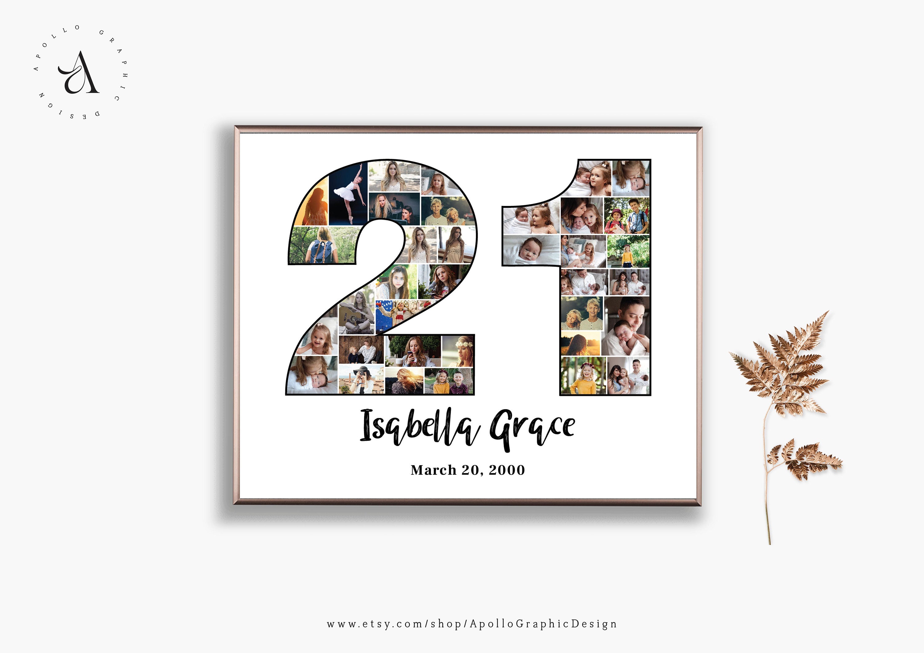 21st Birthday Photo Collage Number 21 Anniversary Gift - Etsy