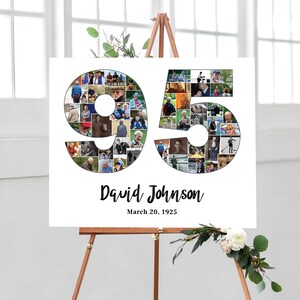 95th Anniversary Photo Collage, Custom Birthday Party Gift, Number 95 ...