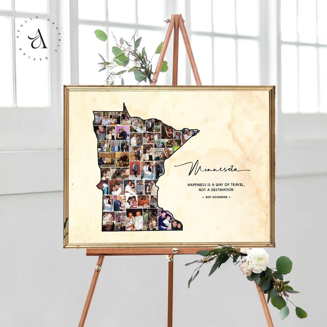 Minnesota Map Photo Collage, Minnesota State Picture Wall Decor ...