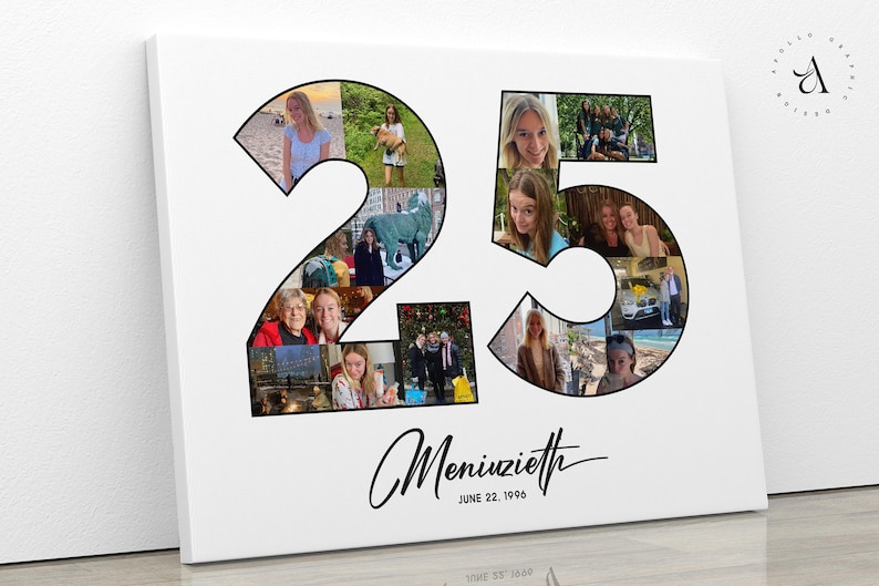 25th Birthday Photo Collage Number 25 Picture Collage Custom | Etsy