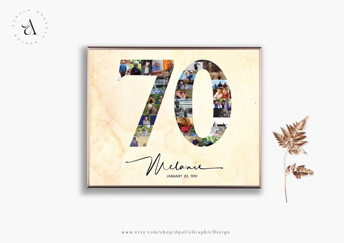 NEW 70th Birthday Photo Collage Number 70 Picture Collage | Etsy