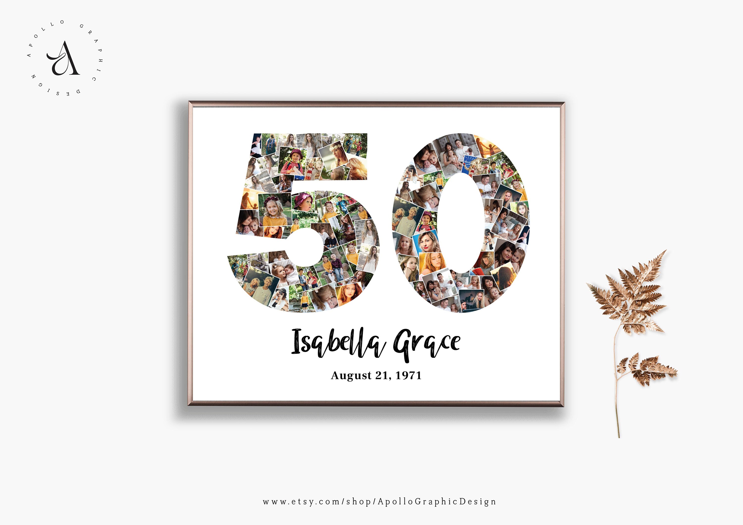 NEW 50th Birthday Picture Collage Number 50 Photo Collage - Etsy