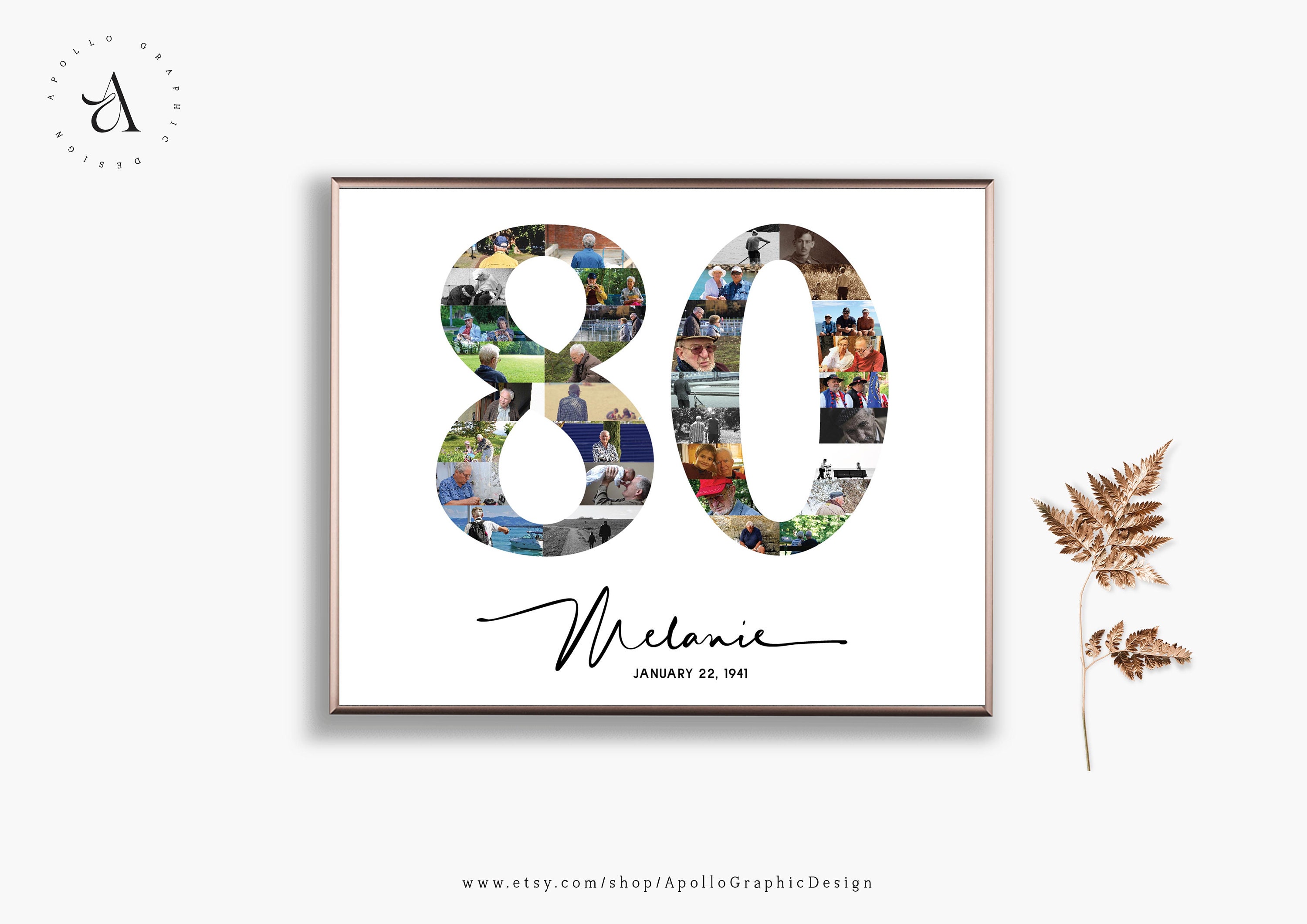 NEW! 80th Birthday Photo Collage, Number 80 Picture Collage, 80th ...