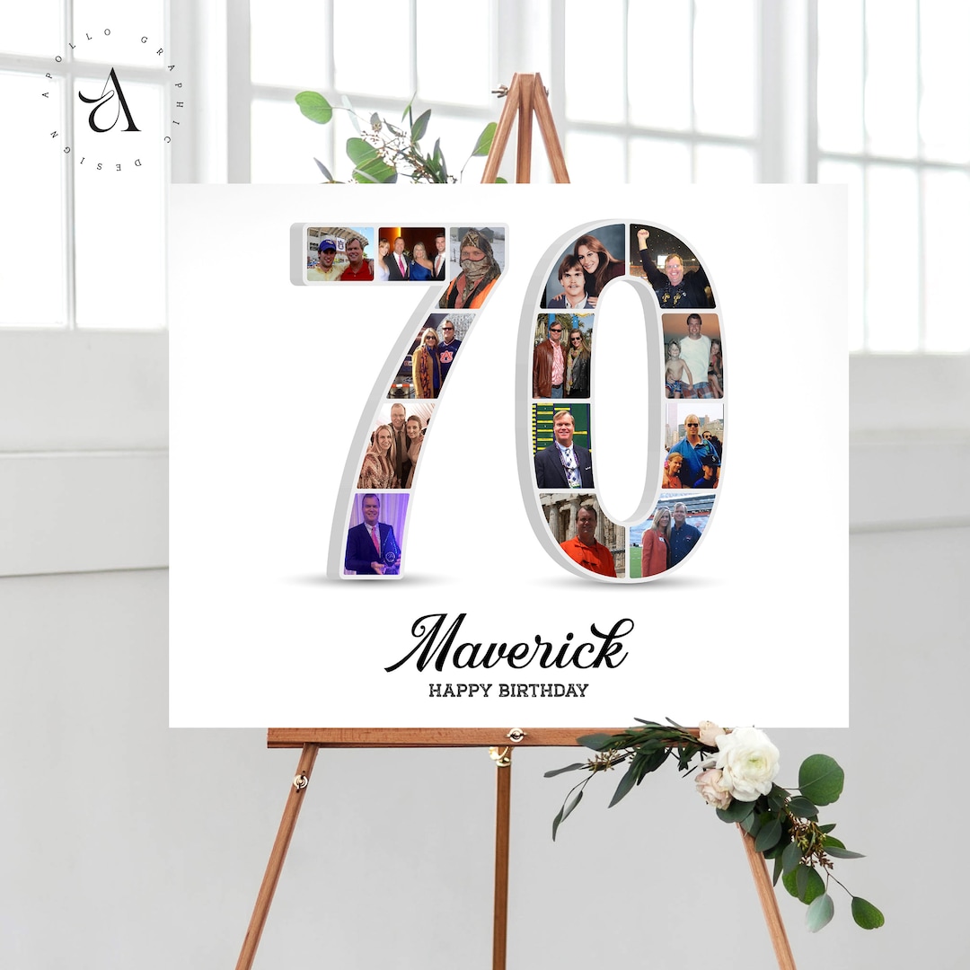 Personalisierte Zahl 70 Collage, 70. Geburtstag, 70. Geburtstag Foto ...