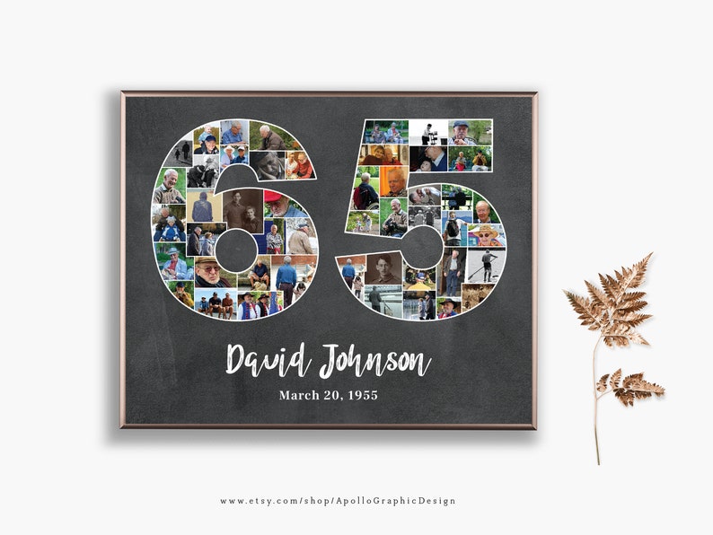 65th Birthday Photo Poster Number 65 Pictures Collage | Etsy