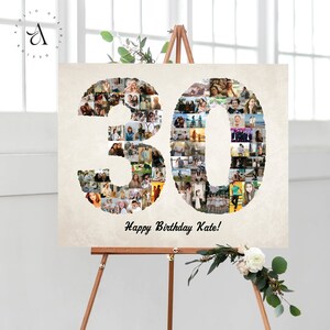 Custom Number 30 Collage, 30th Birthday Photo Collage, Anniversary Gift ...