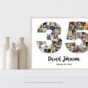 Number 35 Photo Collage, Custom 35th Birthday Pictures Collage, 35th ...