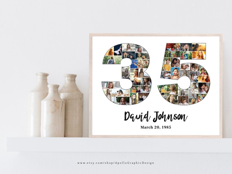 Number 35 Photo Collage Custom 35th Birthday Pictures - Etsy
