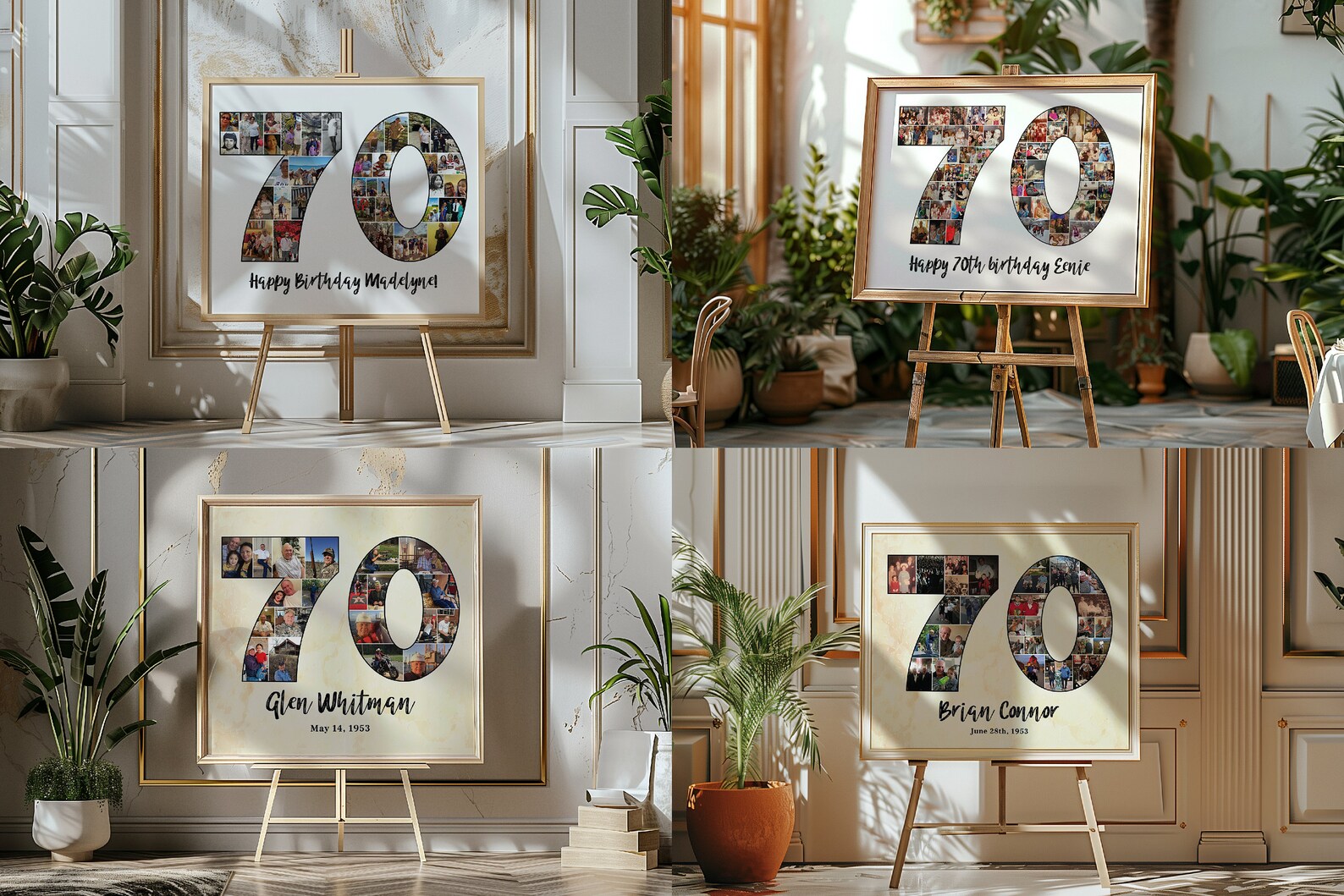 Number 70 Photo Collage, Personalized 70th Anniversary Gift, Custom ...