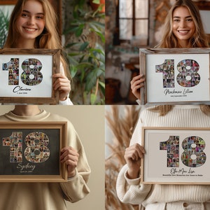 18th Birthday Photo Collage, Number 18 Pictures Collage, Anniversary ...