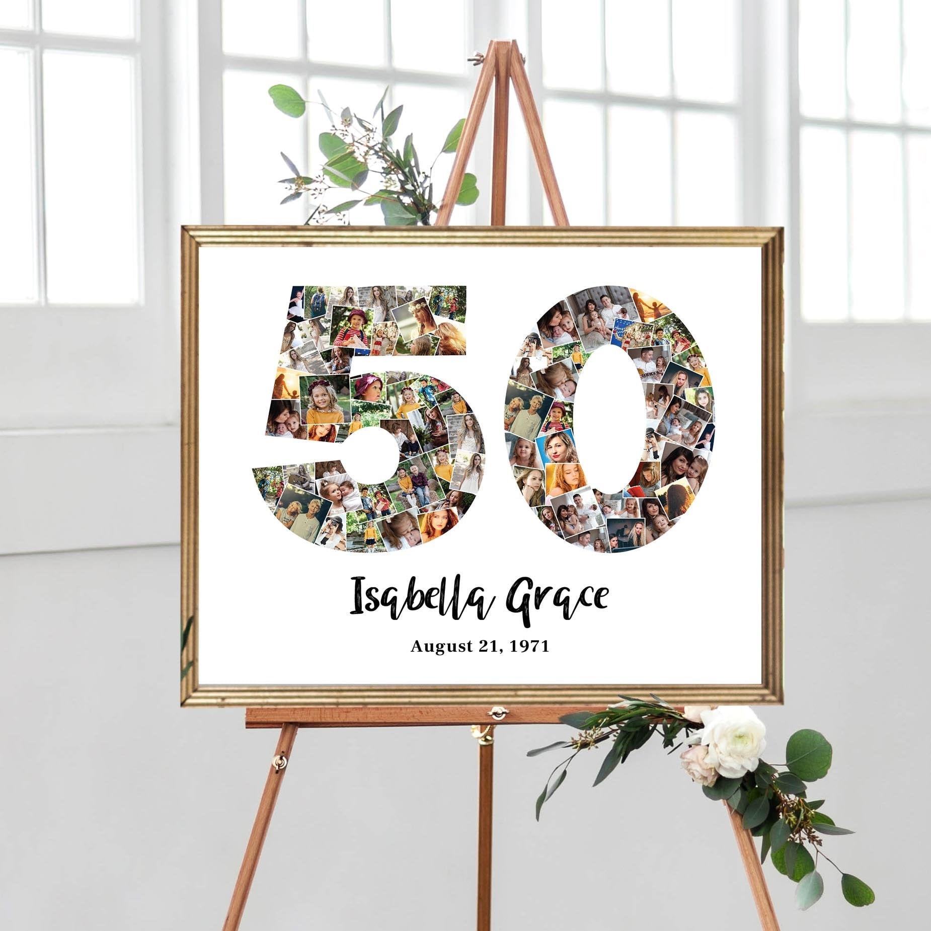 NEW 50th Birthday Picture Collage Number 50 Photo Collage - Etsy