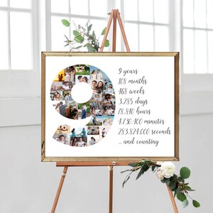 Number 9 Photo Collage, Marriage Anniversary Collage Gift for Couples ...