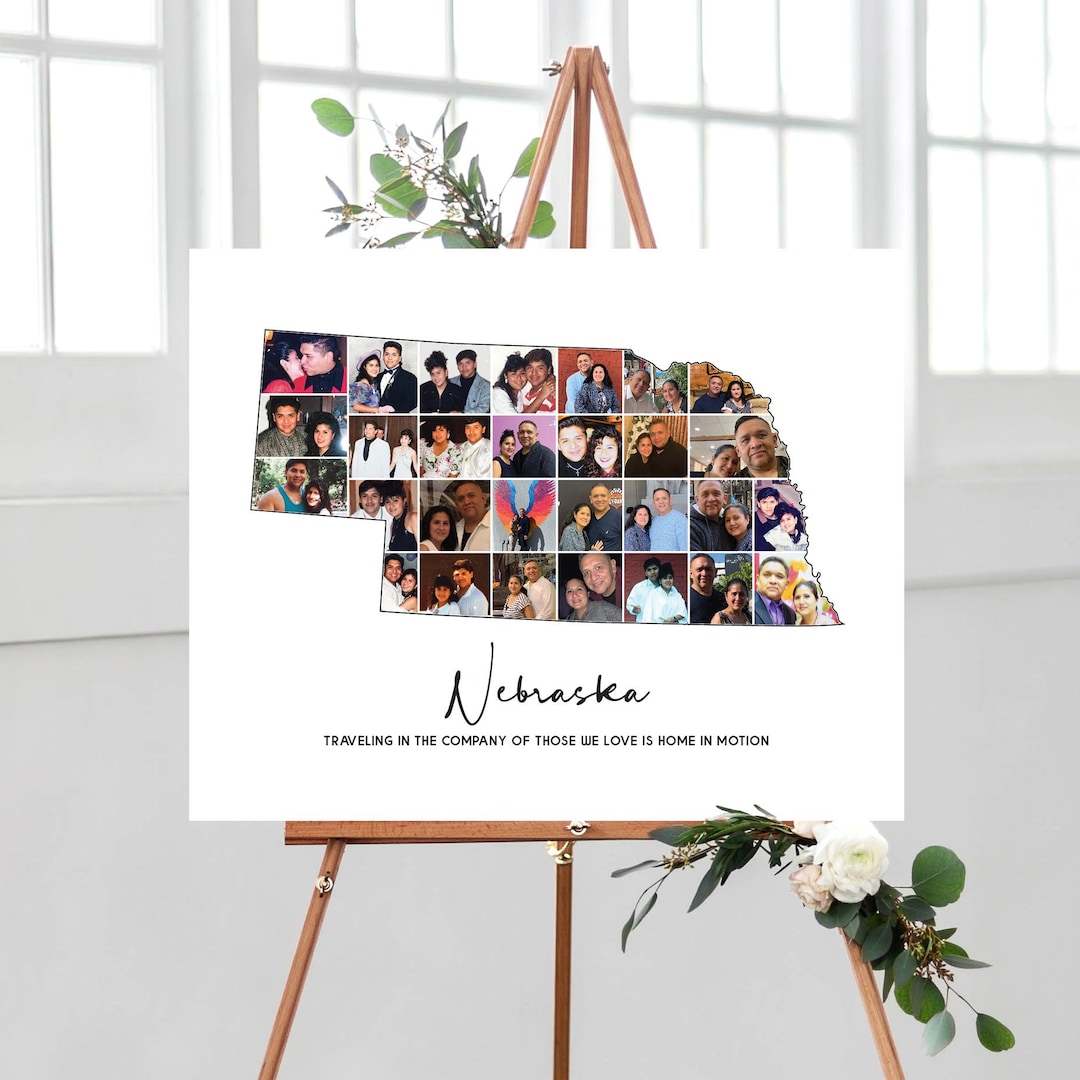 Nebraska State Photo Collage, Nebraska Map Wall Art, Personalized ...