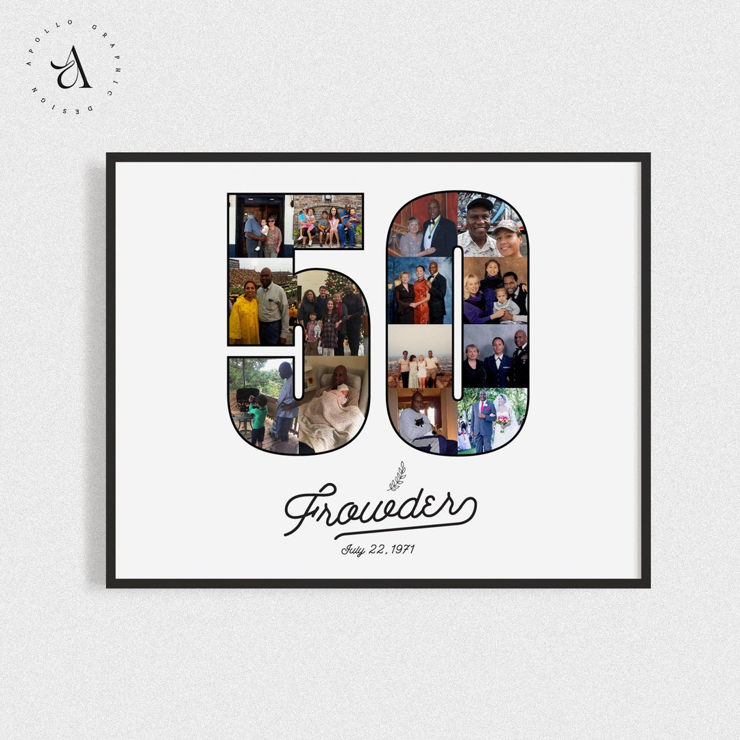 50th Photo Collage, 50 Picture Collage, 50th Birthday Gift for Him ...