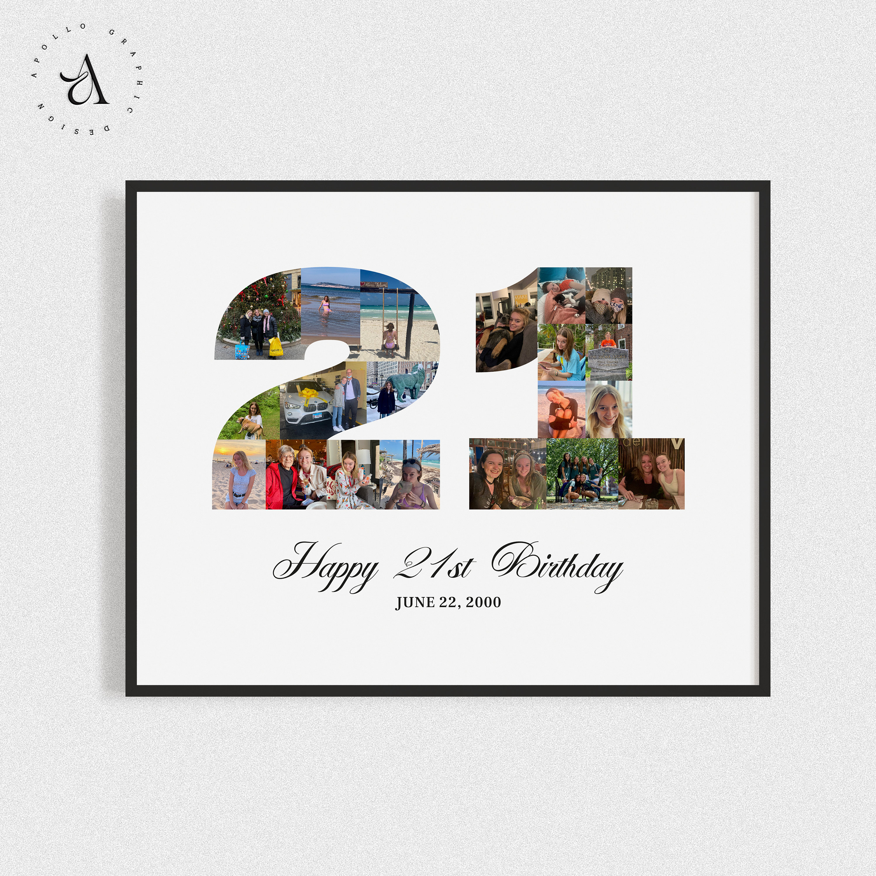 21st Birthday Photo Collage, Number 21 Picture Collage, 21st Birthday ...