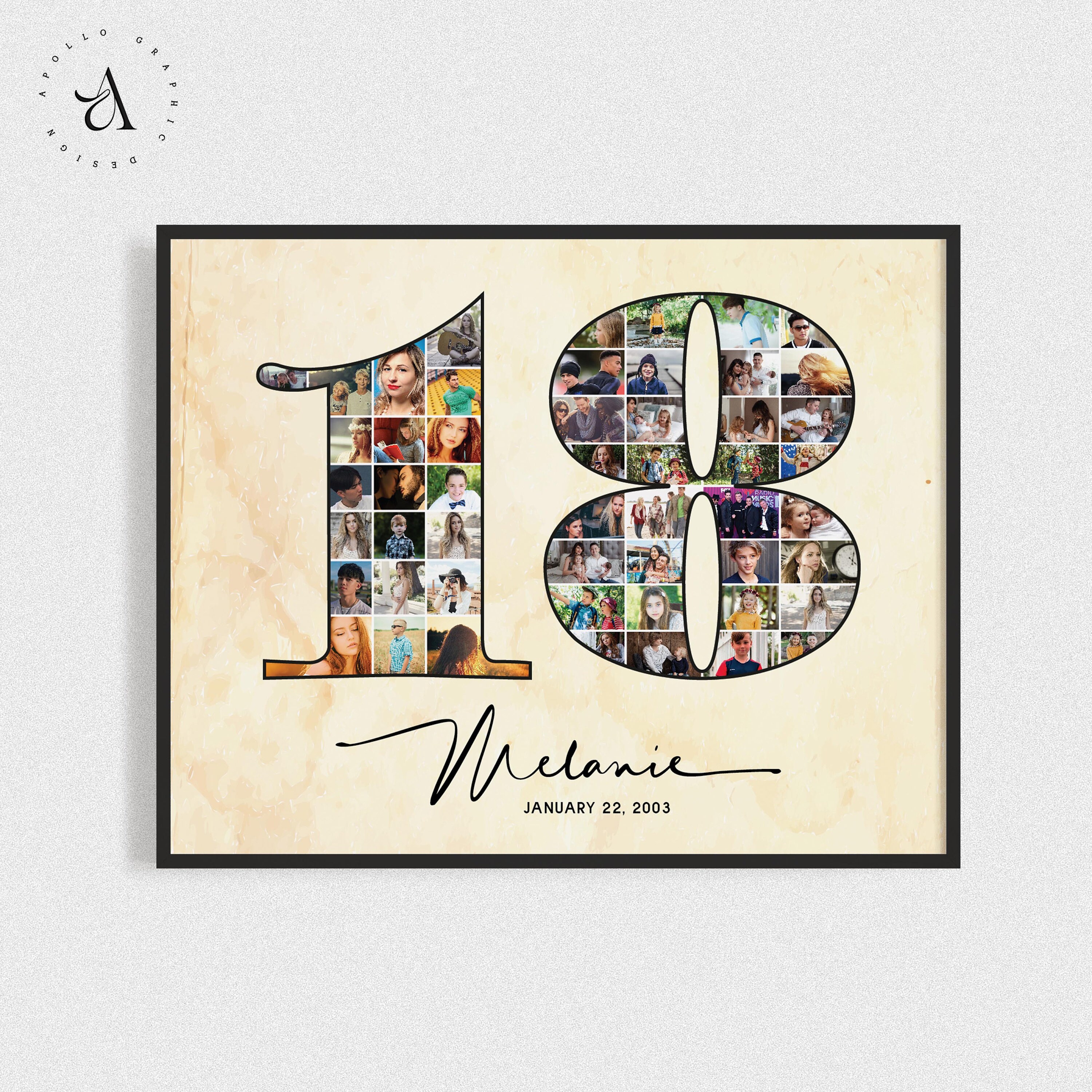 18th Birthday Photo Collage, Number 18 Photo Collage, Graduation Gift ...