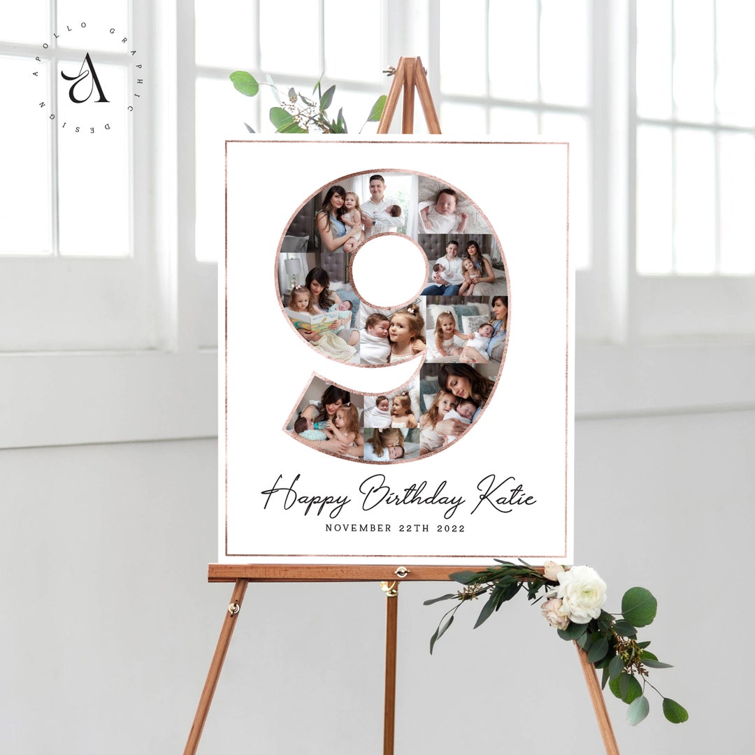 9th Anniversary Gift, Photo Collage for 9th Birthday Party, 9th ...
