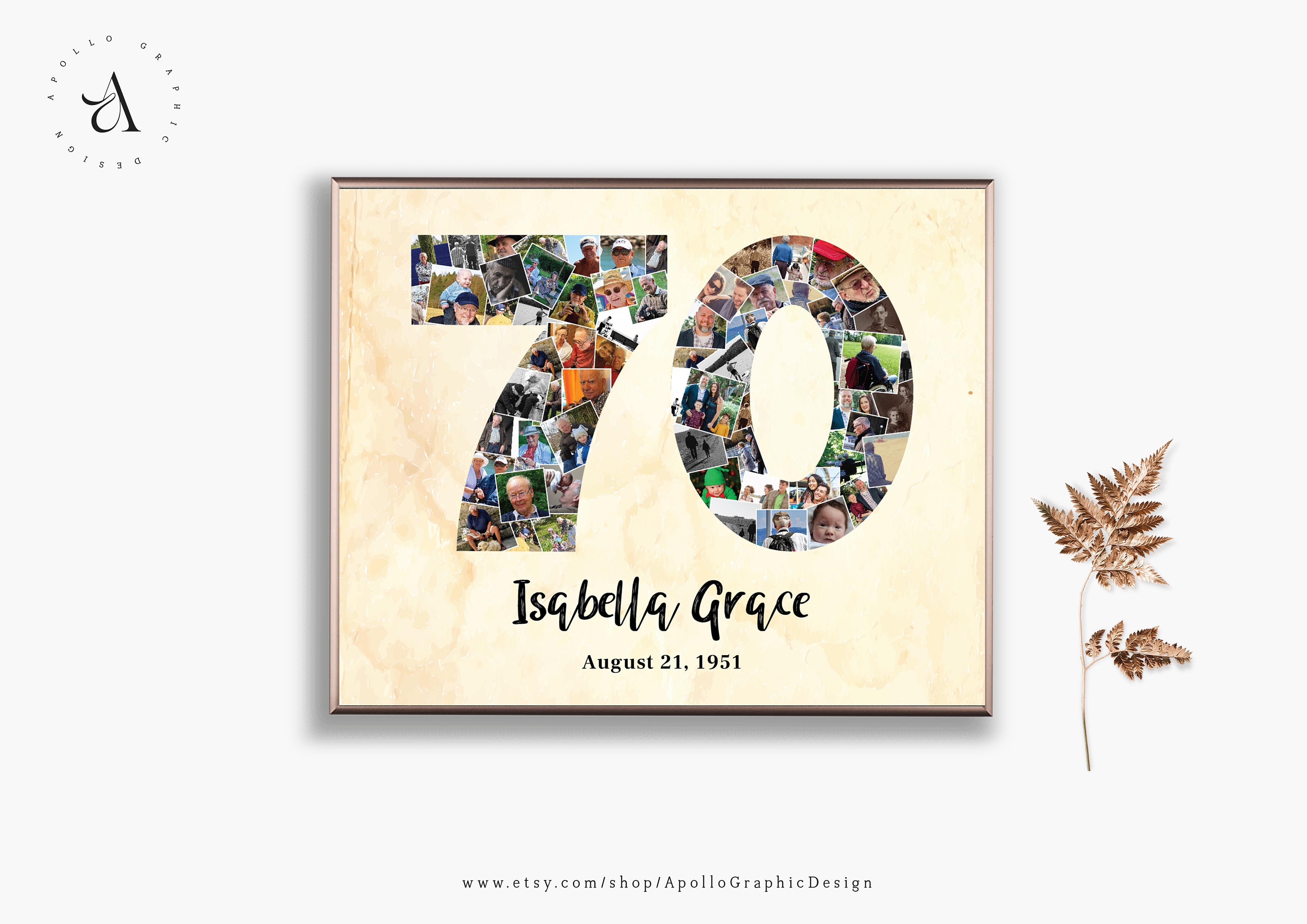 NEW 70th Birthday Photo Collage for Parents Number 70 | Etsy