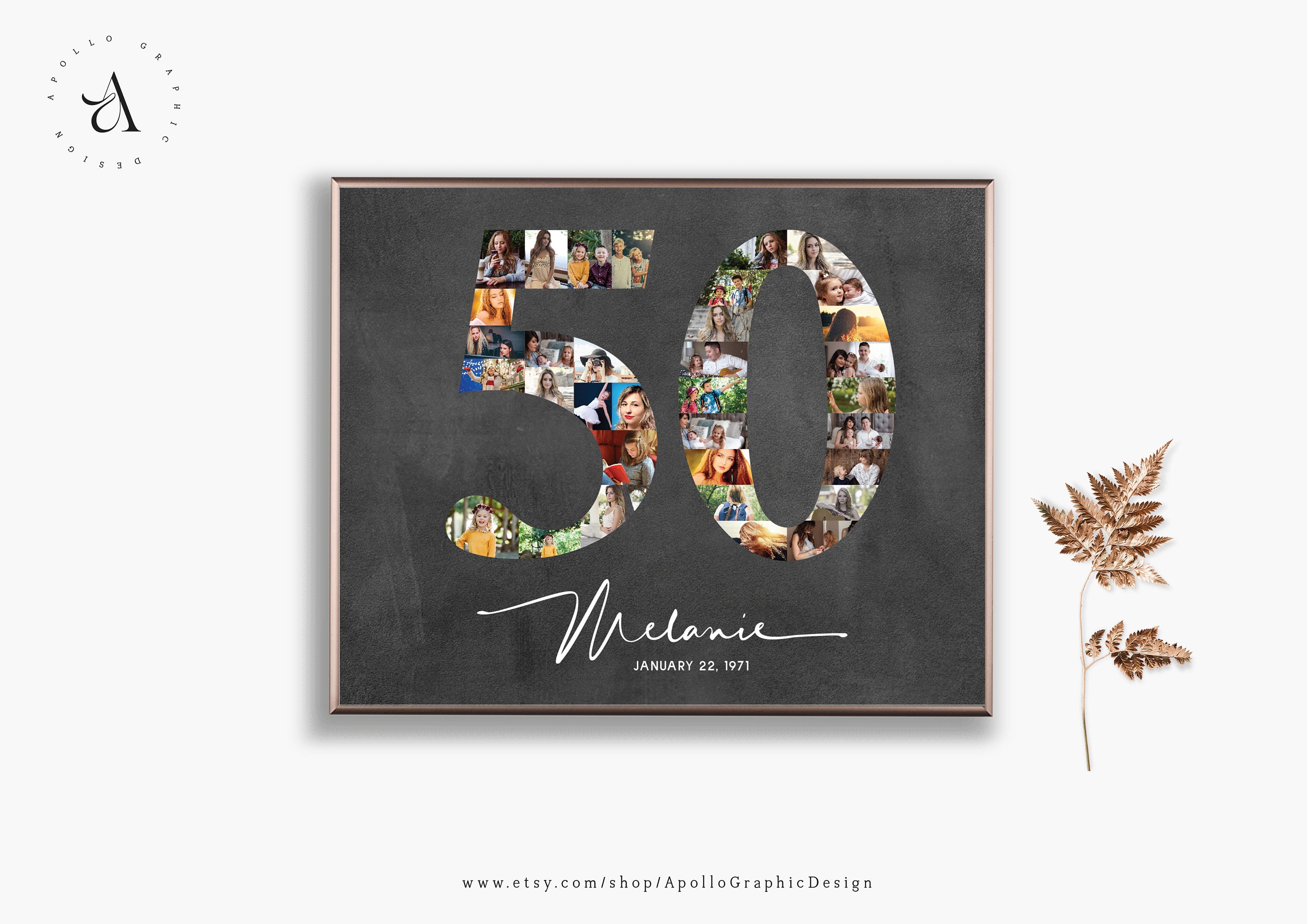 NEW! 50th Birthday Photo Collage, Number 50 Pictures Collage ...
