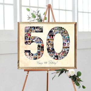 Number 50 Photo Collage, 50th Anniversary Collage Gift, Custom Picture ...