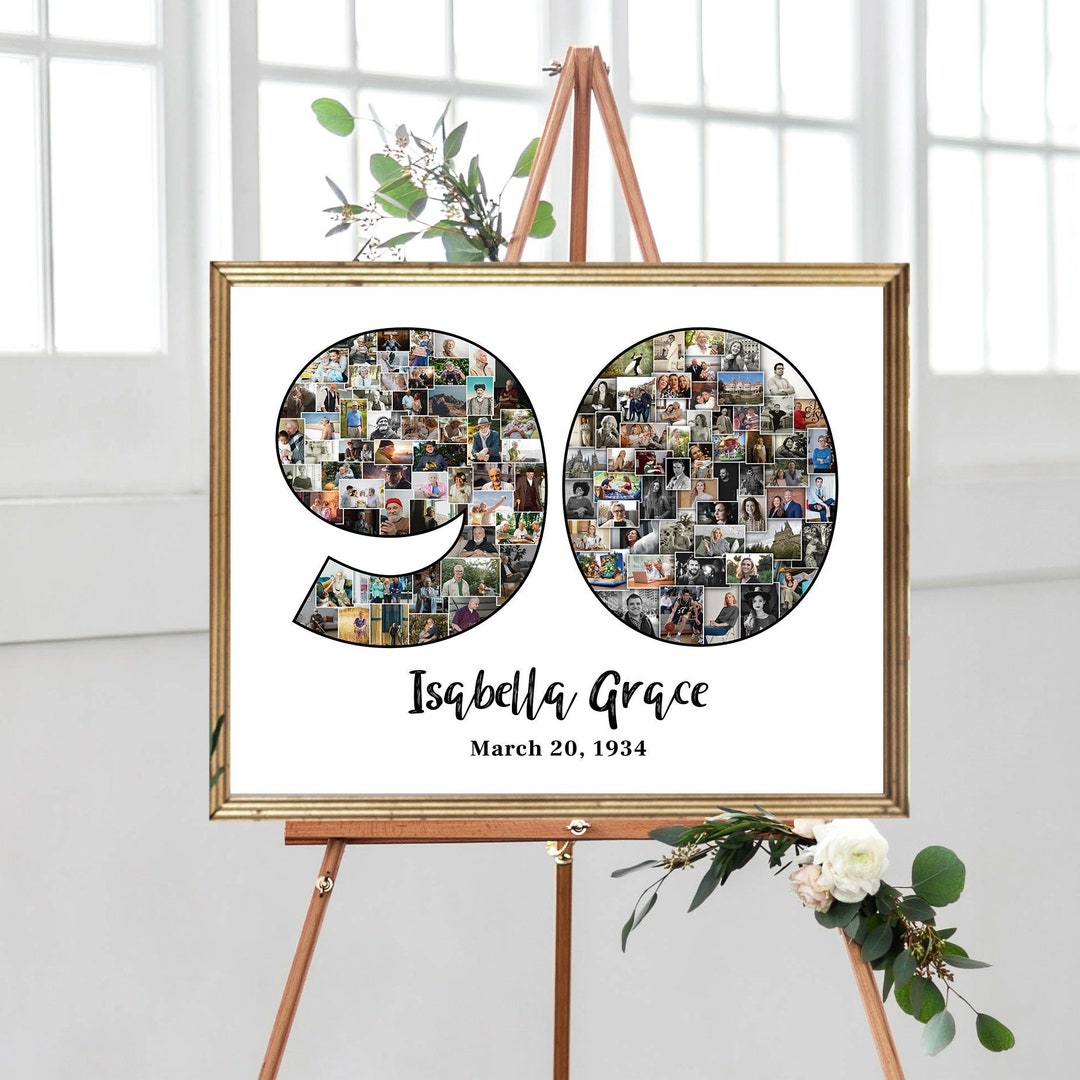 NEW! 90th Birthday Photo Collage for Parents, Number 90 Picture Collage ...