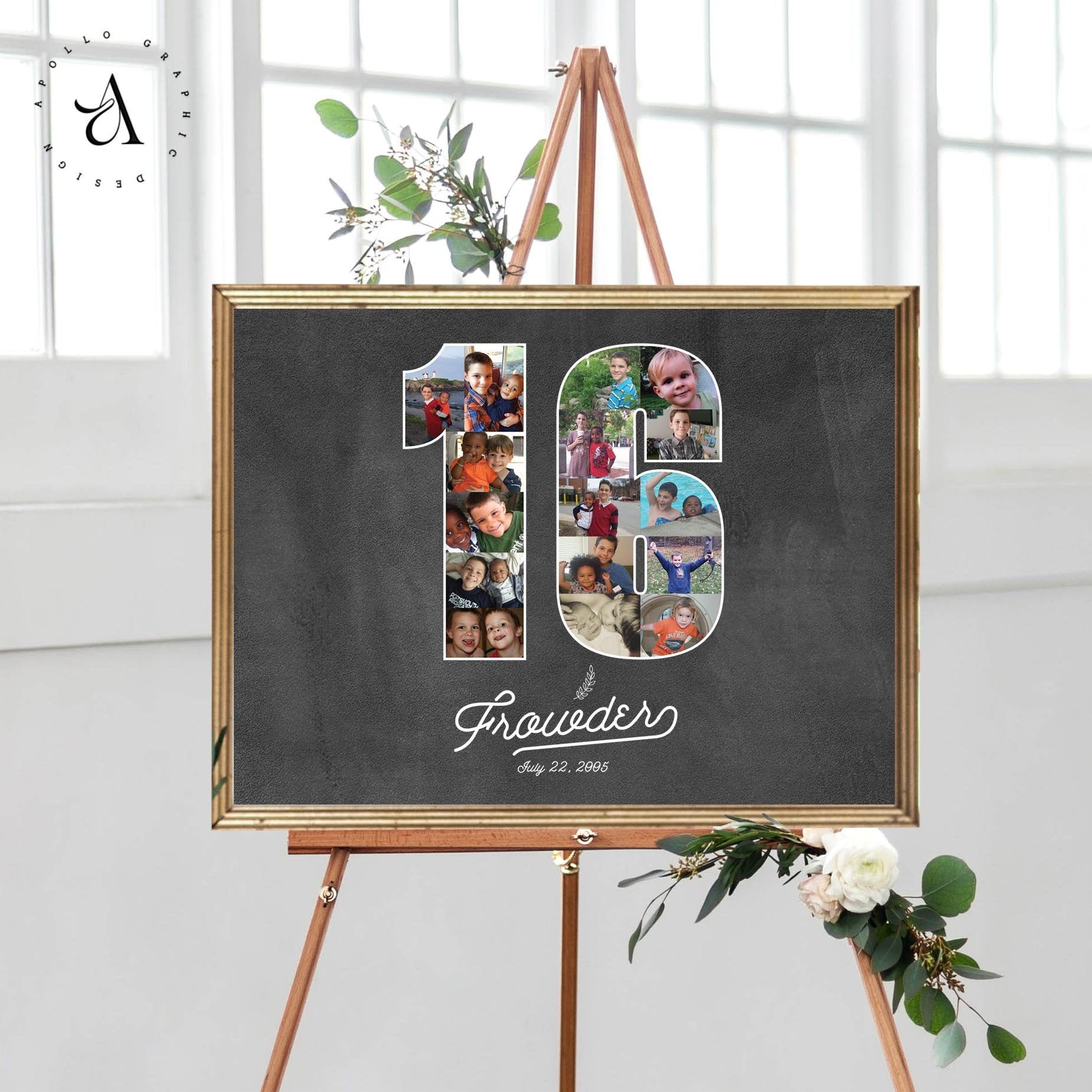 16th Birthday Photo Collage Number 16 Poster With Photos - Etsy