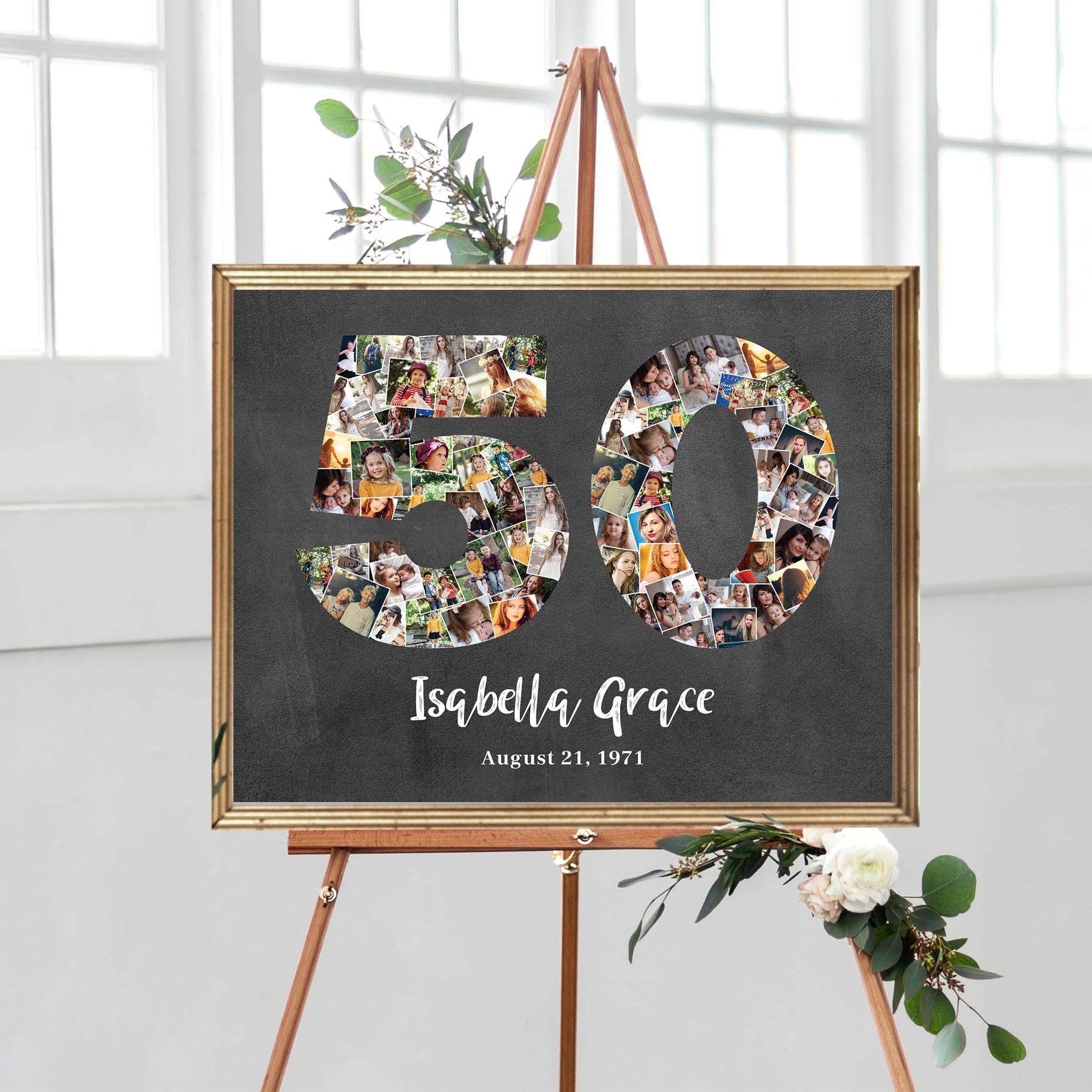 NEW 50th Birthday Picture Collage Number 50 Photo Collage - Etsy