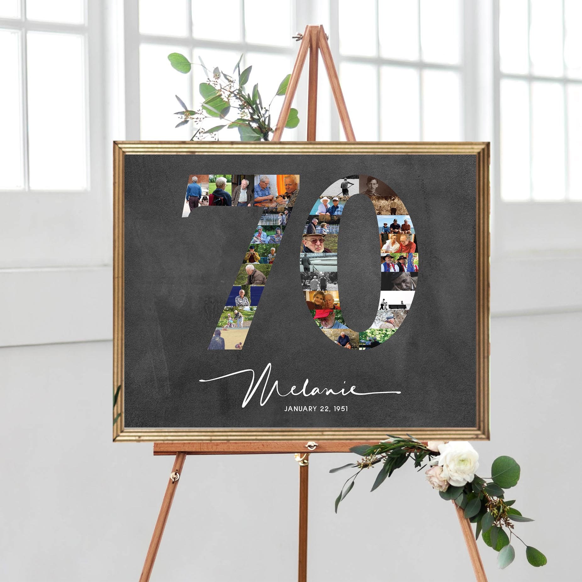 NEW! 70th Birthday Photo Collage, Number 70 Picture Collage, 70th ...