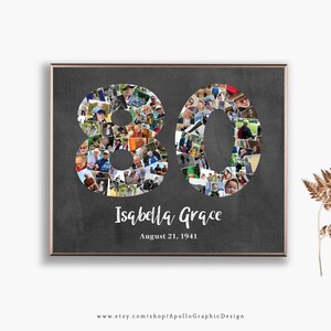 NEW! 80th Birthday Photo Collage, Number 80 Picture Collage ...