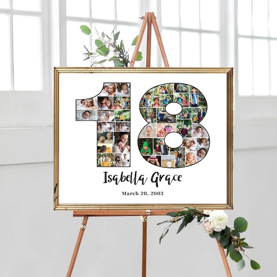 18th Birthday Photo Collage Number 18 Pictures Collage - Etsy