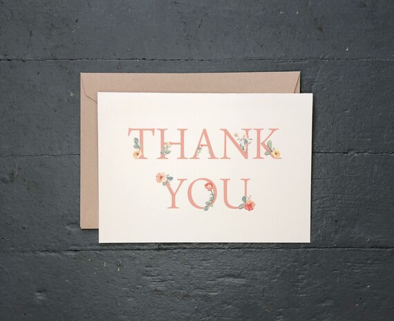 Thank You Card Set Country Floral Set of 8 | Etsy