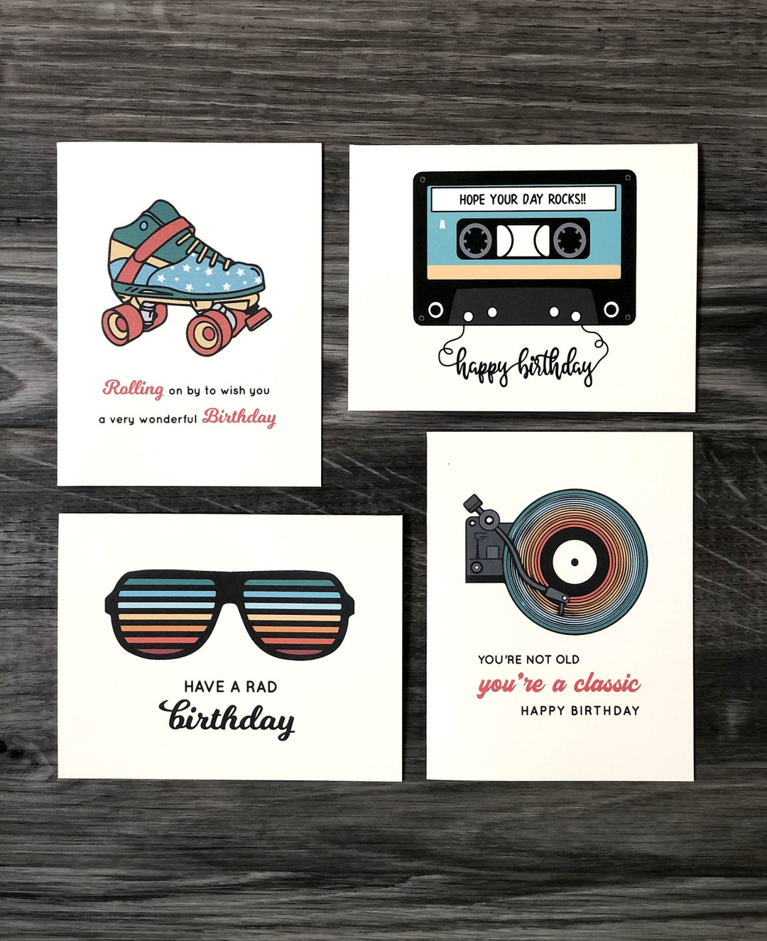 Retro Birthday Card Set: Groovy Designs, Set of 8 - Etsy