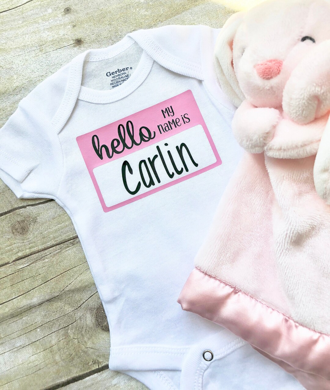 Personalized Baby Bodysuit, Baby Girl Name Tag Outfit, Baby Clothes ...