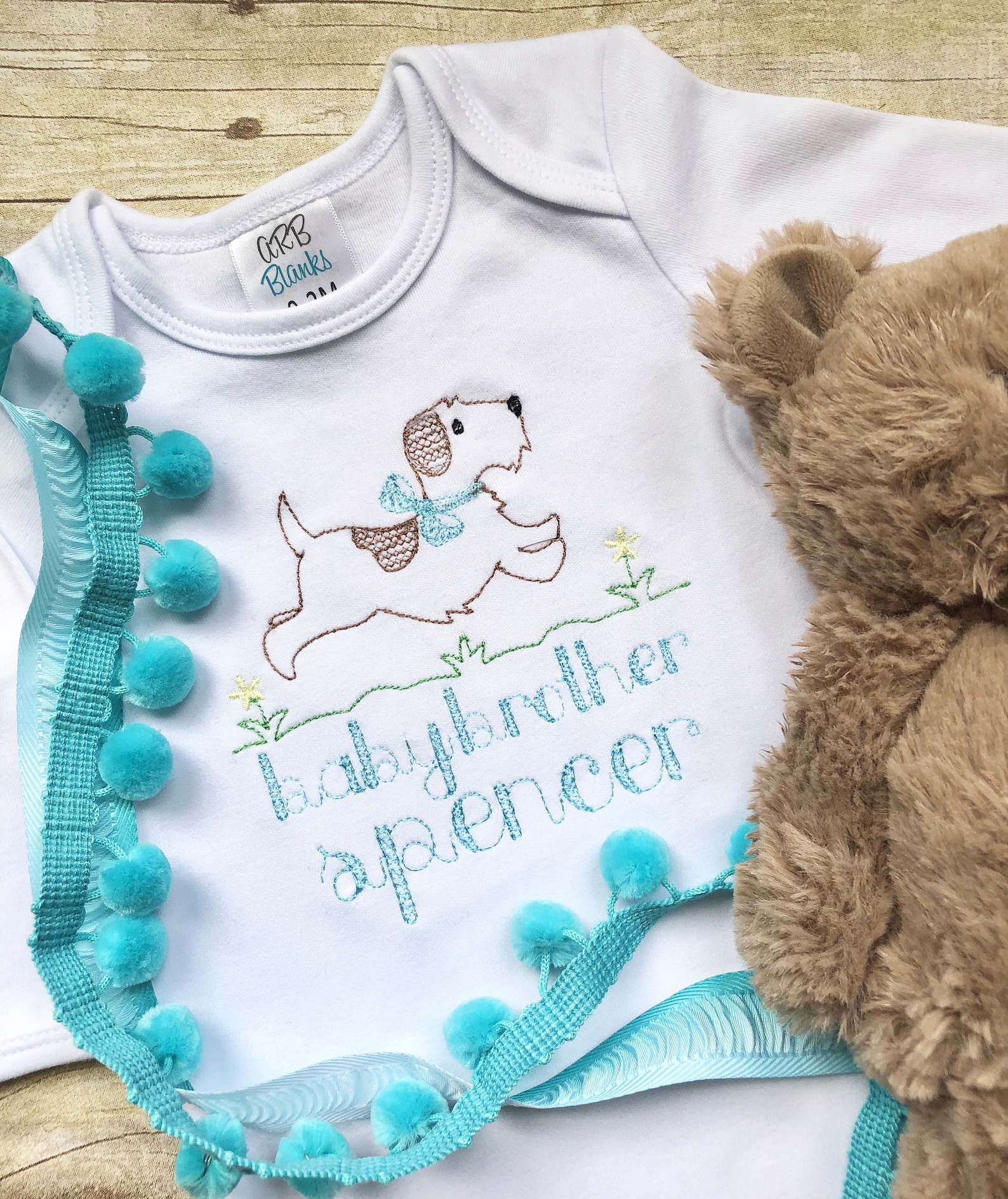 Personalized Embroidered Baby Boy Onesie, Personalized Baby Brother ...