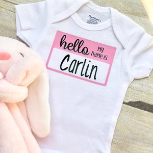 Personalized Baby Bodysuit, Baby Girl Name Tag Outfit, Baby Clothes ...