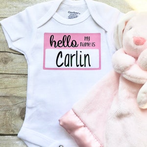 Personalized Baby Bodysuit, Baby Girl Name Tag Outfit, Baby Clothes ...