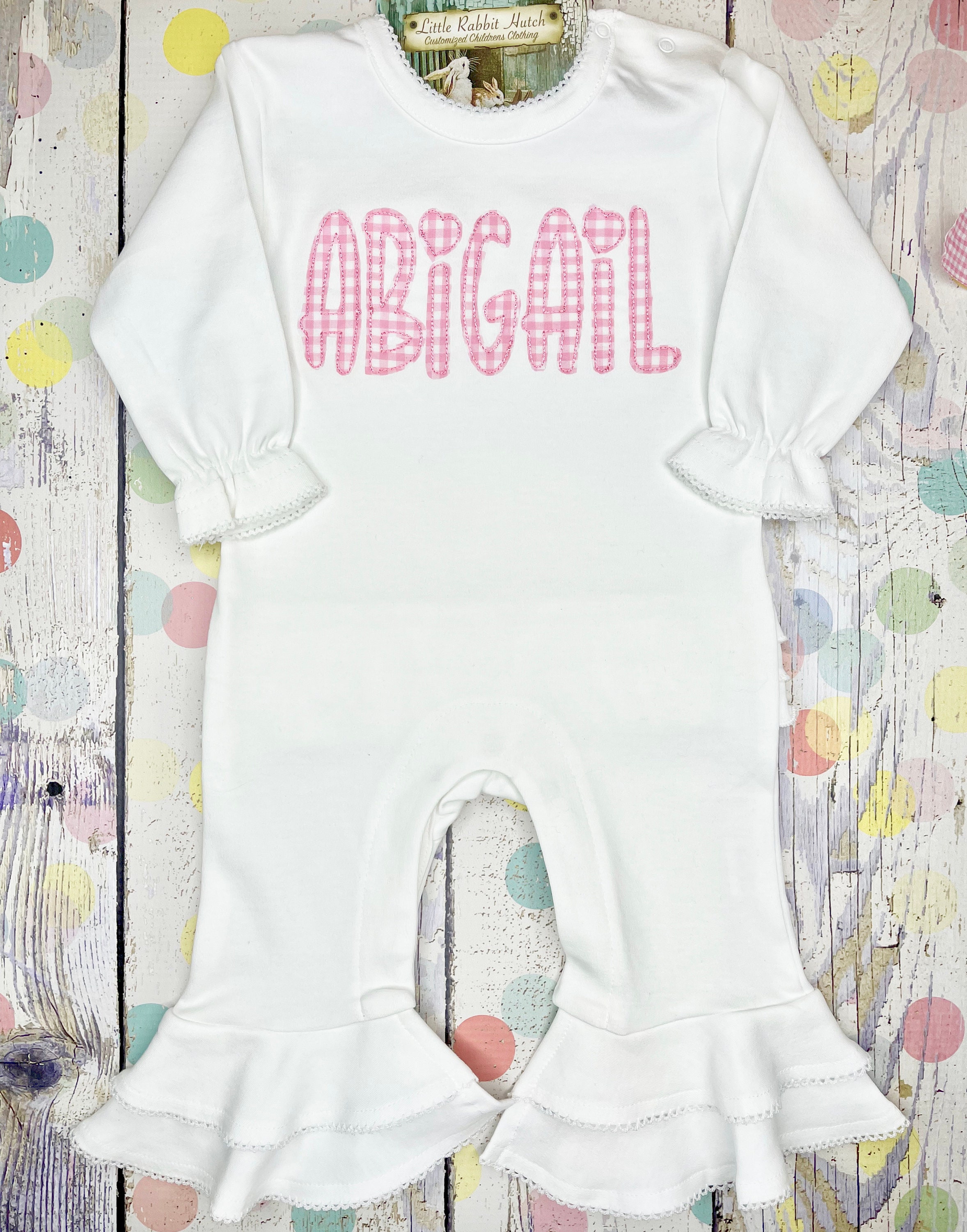 Personalized Baby Girl Ruffled Romper Monogrammed Sleeper - Etsy
