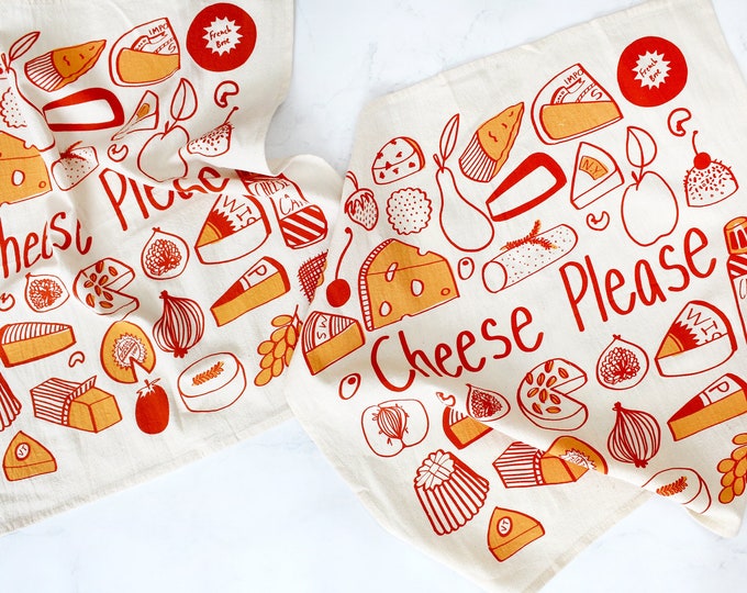 Cheese Please Tea Towel Kitchen Decor Reusable Gift Wrap Housewarming ...