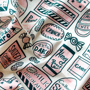 Sweet Treat Vintage Candy Screen Print Tea Towel - Chocolates and ...