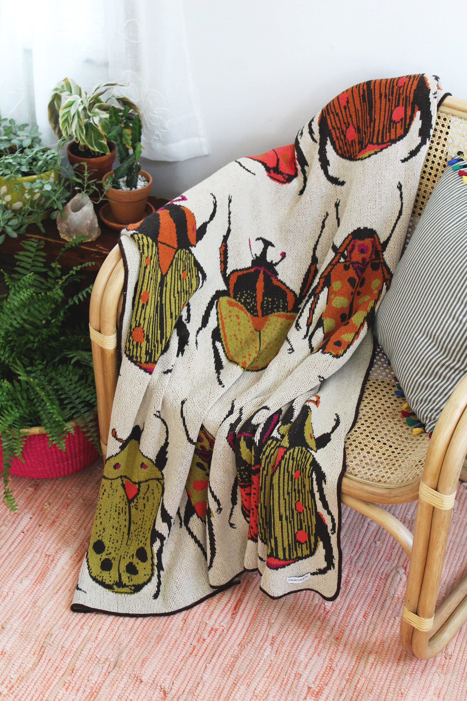 Beetle Knit Throw Blanket boho Colorful Home Decor Insect - Etsy
