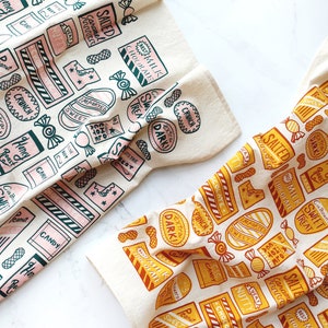 Sweet Treat Vintage Candy Screen Print Tea Towel - Chocolates and ...