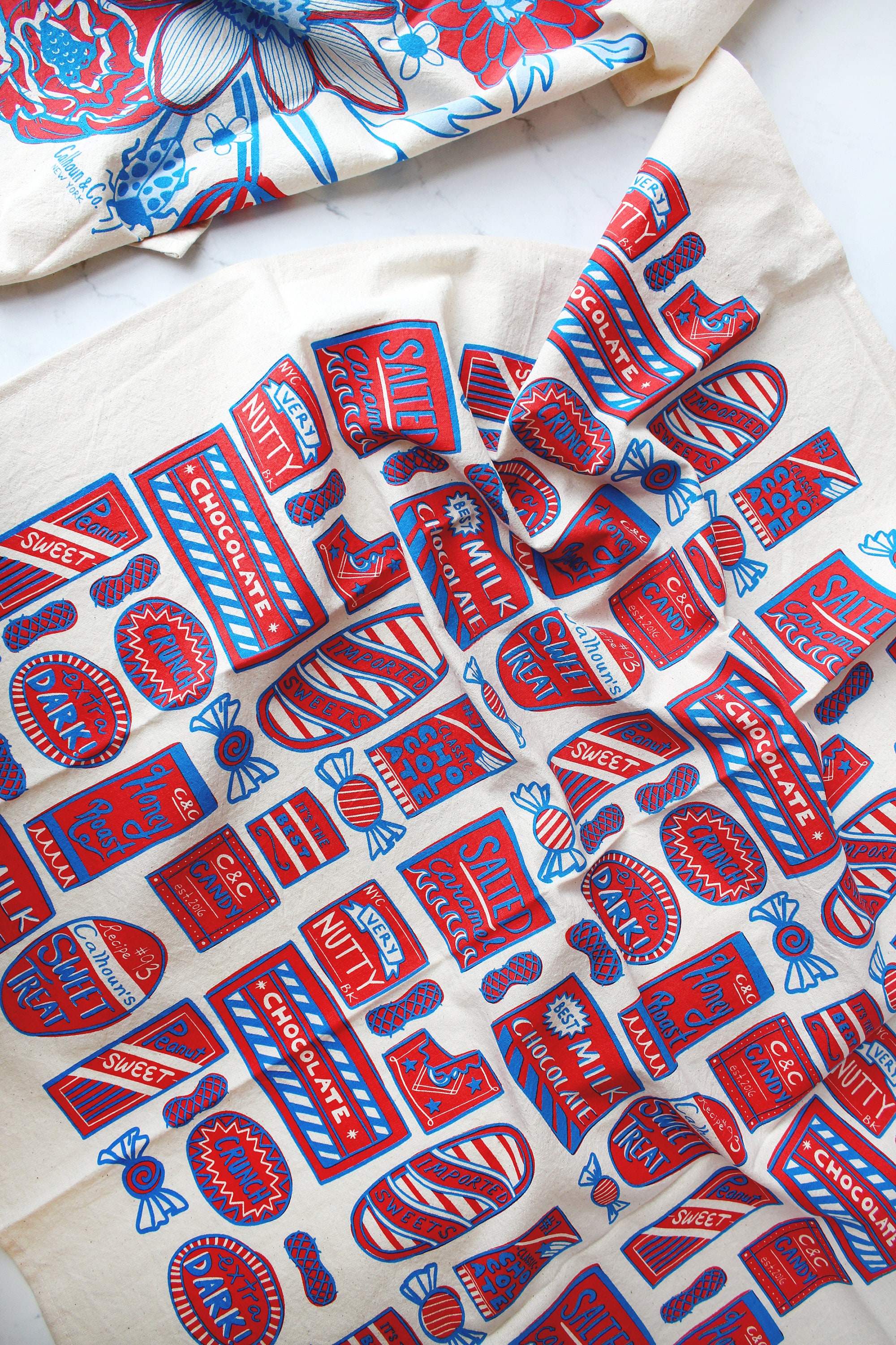 Sweet Treat Vintage Candy Screen Print Tea Towel - Chocolates and ...