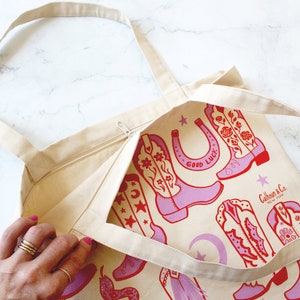 Pink Howdy Cowgirl Tote Bag - Cowboy Boots Print Western Motif ...