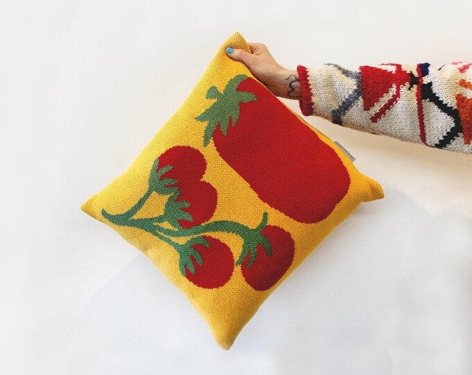 Red Tomato Smiling Throw Pillow, Cute Vegetable Accent Cushion, Ideal ...