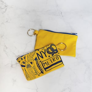 New York Screen Printed Zipper Card Pouch With Key Ring - NYC Coin ...