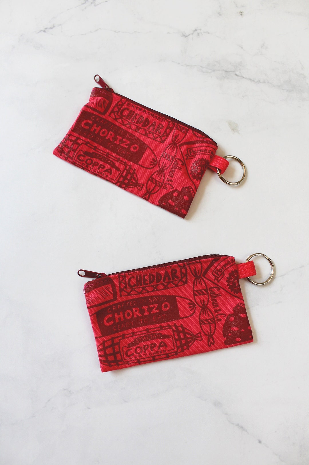 Charcuterie Cash Screen Printed Zipper Card Pouch With Key Ring - Meats ...