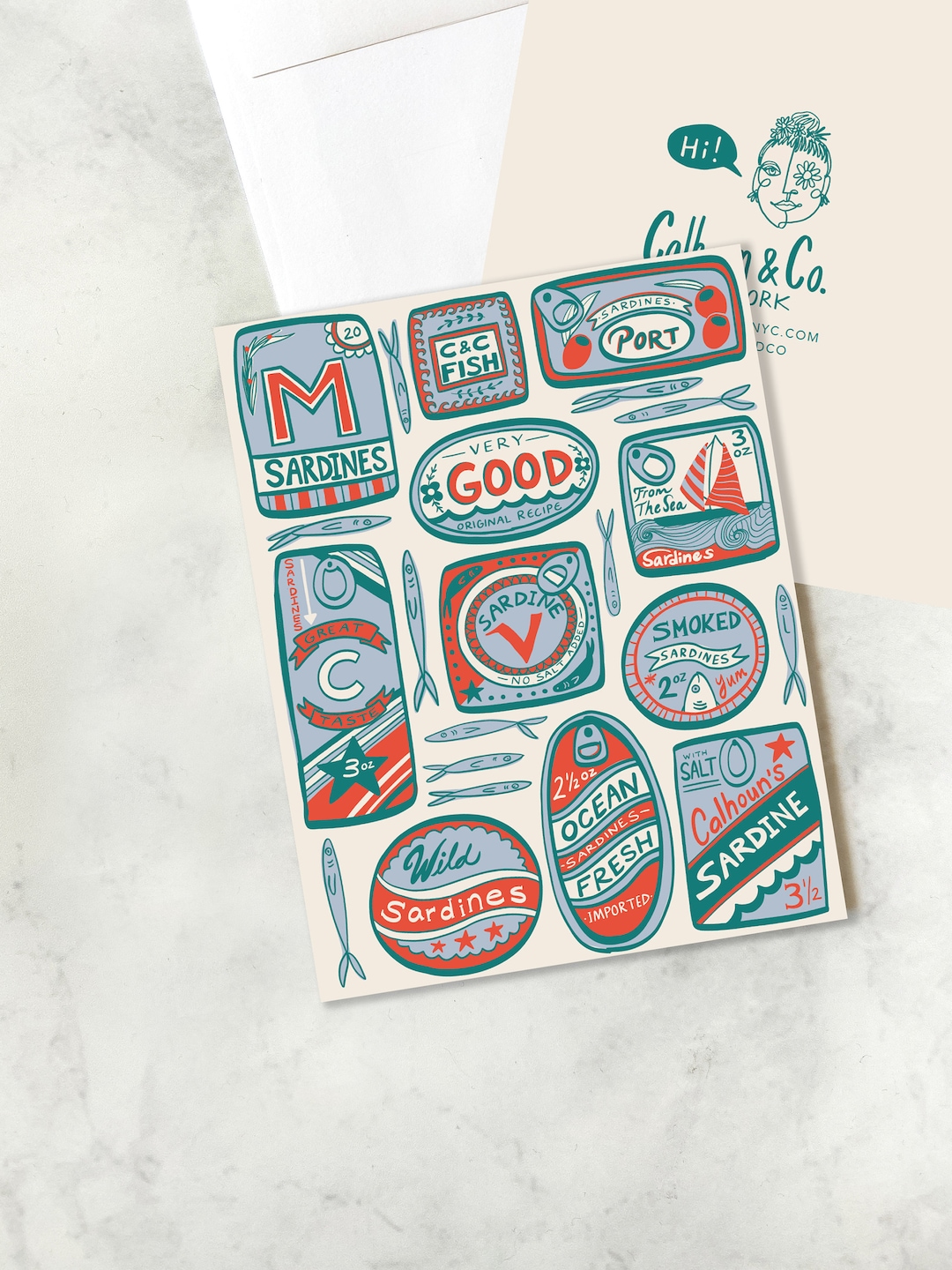 Sardines and Tin Fish Greeting Card - Tinned Fish Greeting Card - Gift ...