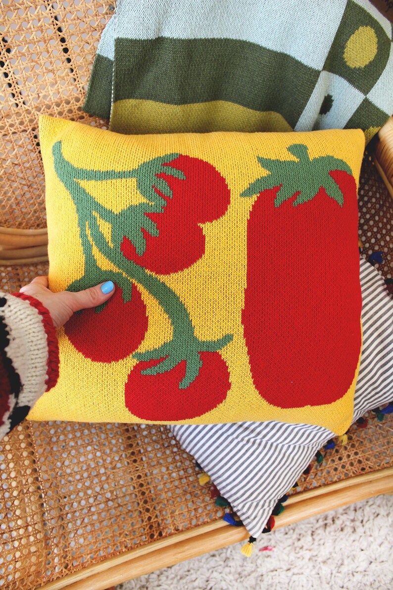Knit Tomato Pillow Cover With Insert | New Design - Etsy
