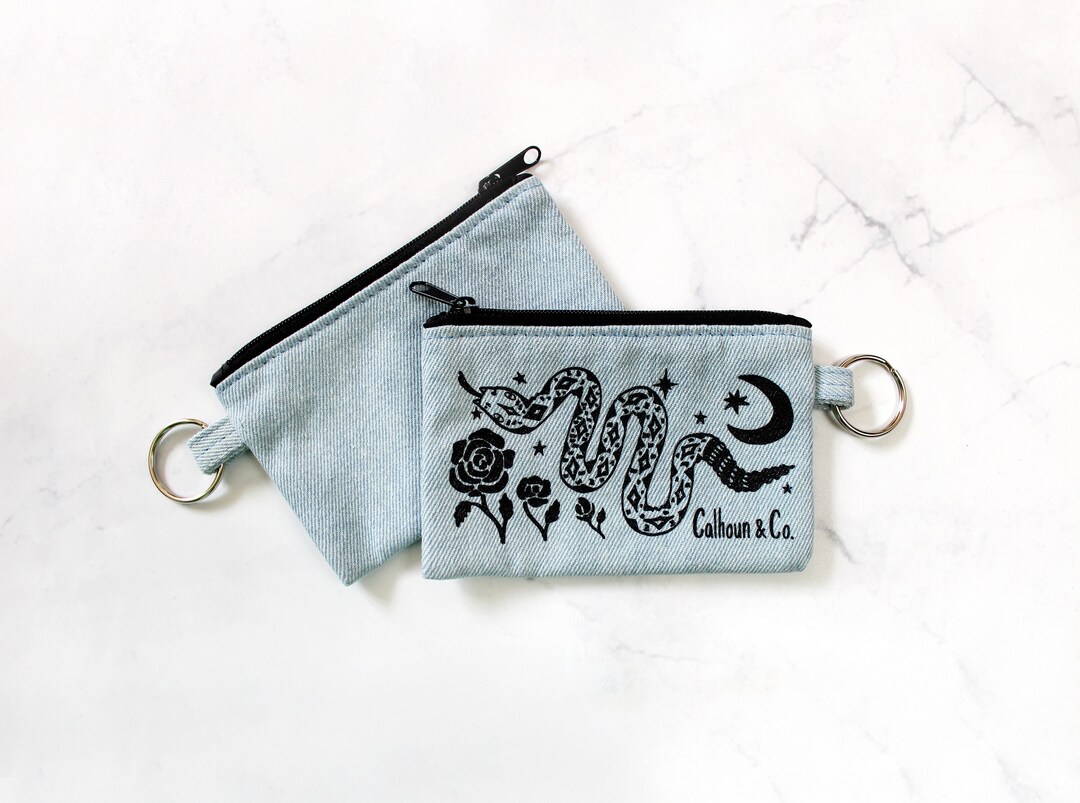 Snake Rose Screen Printed Zipper Card Pouch With Key Ring - Snake Coin ...